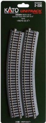Kato HO UniTrack ~ 670mm 26 3/8 Inch (22.5) Radius Curved Track (4 Pcs ...