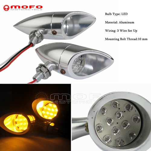 For Harley Chopper Bobber Custom Super Heavy Duty Metal LED Turn Signal ...