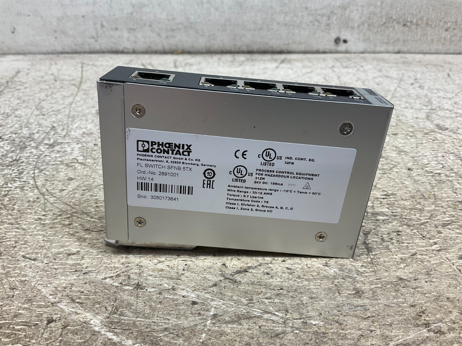 Phoenix Contact 2891001 5 Port Ethernet Switch FL SWITCH SFNB 5TX (JK ...