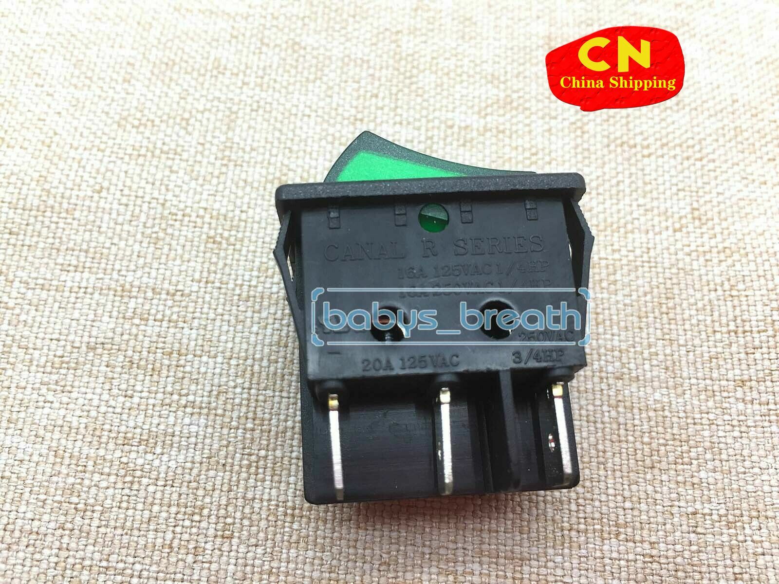 6 Pin Canal R Series Rocker Switch Green Double Pole 20A 16A 125V 250V ...