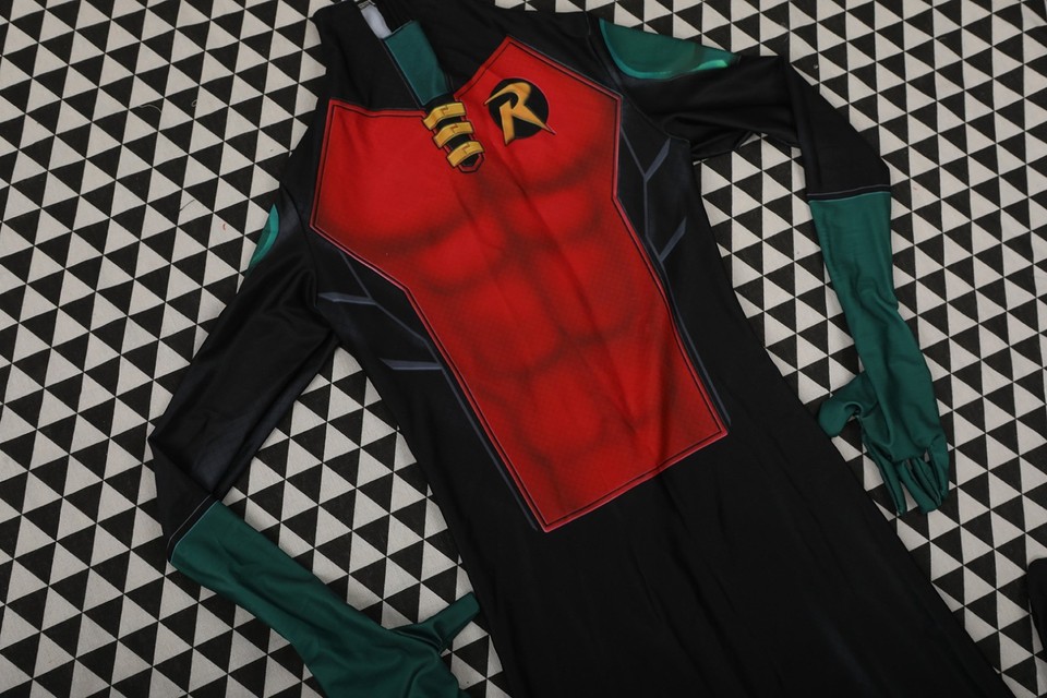 The Robin Teen Titans Cosplay Jumpsuit Costume Adult Kids Bodysuit ...