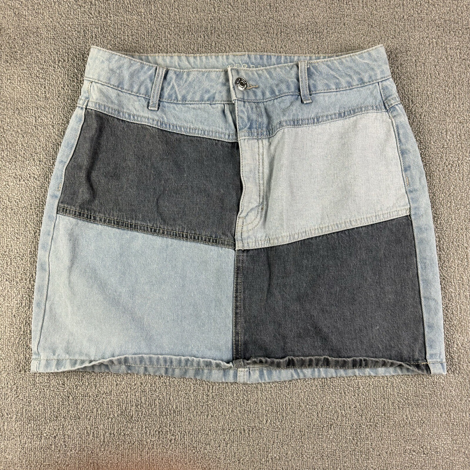 Wild Fable Colorblock Patched Denim Mini Skirt Womens Size 8 Blue Jean ...