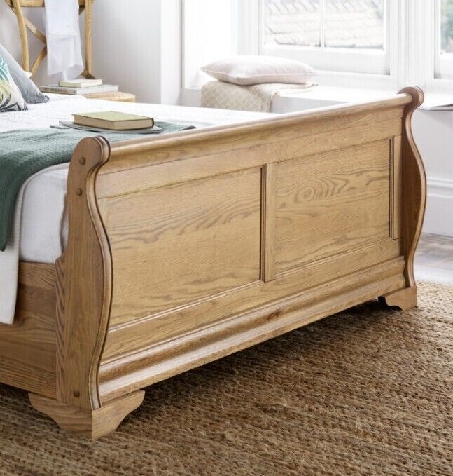 French Farm House Oak Wooden Sleigh Bed -Double/King/Superking by ...