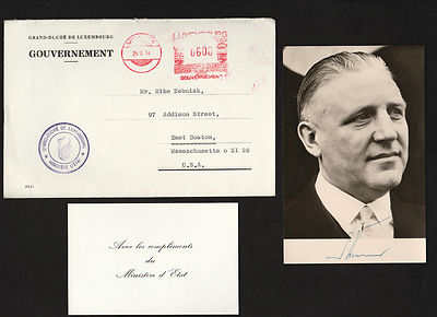 SIGNED photo of Pierre Werner, Prime Minister of Luxembourg & father of ...