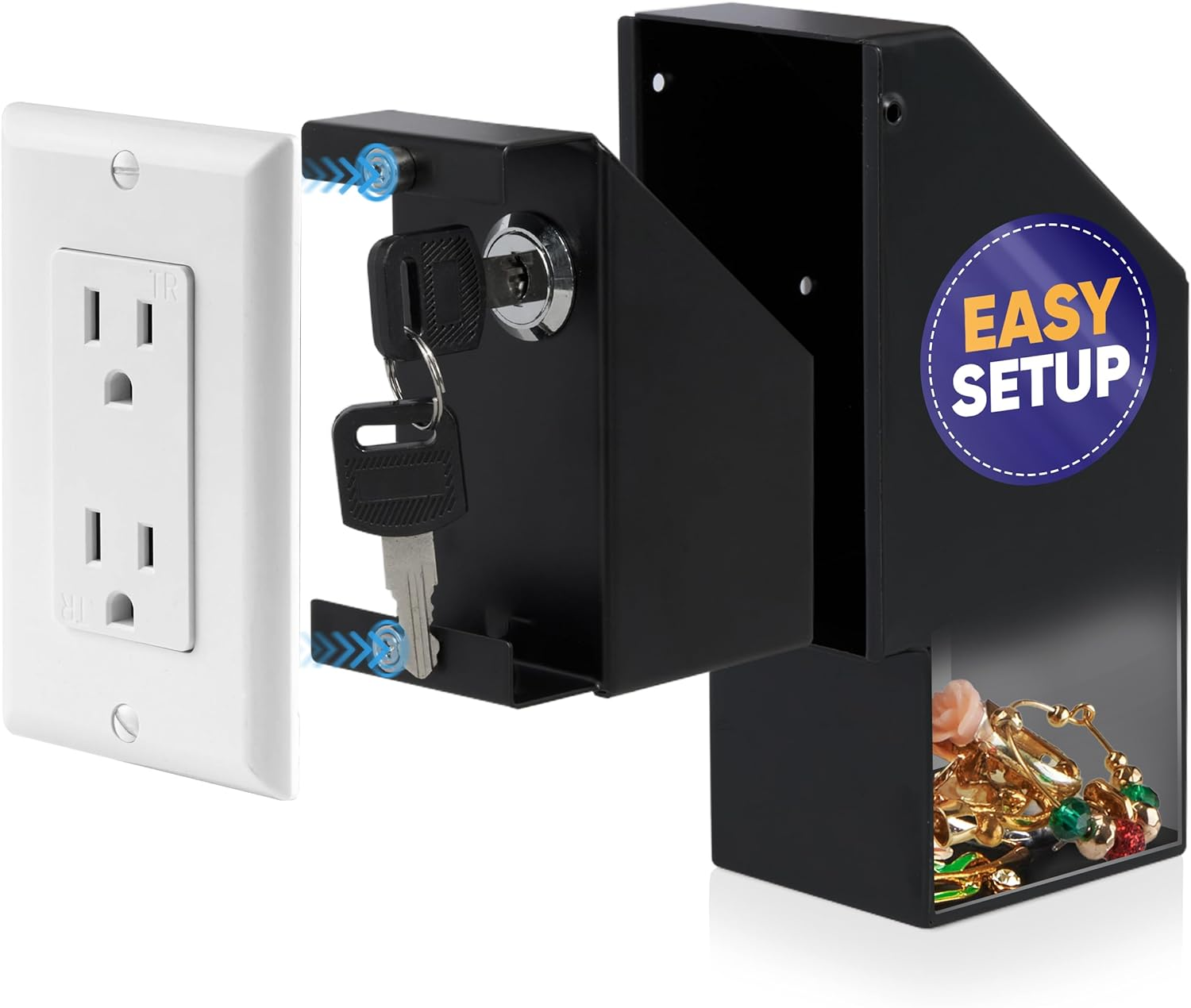 Hidden Wall Safe Outlet with Key Lock Electric Socket Safe Covert Wall ...