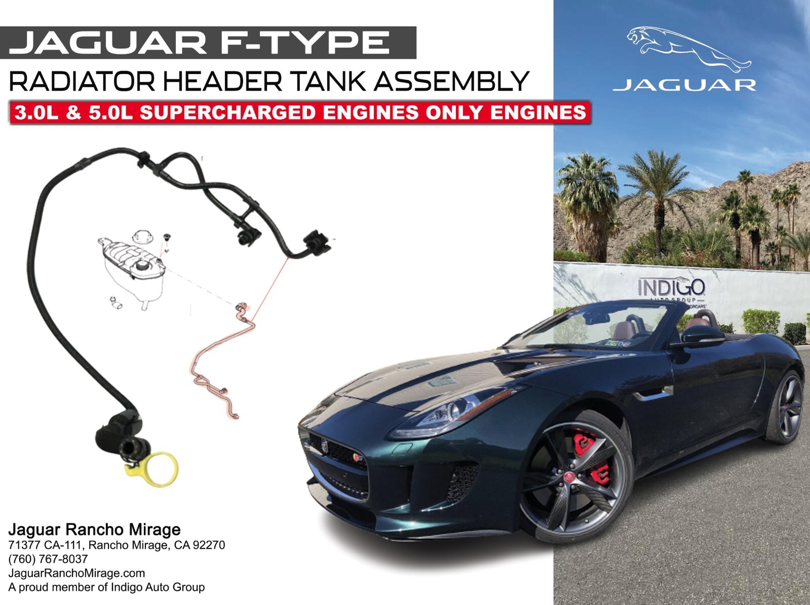 2014- 2021 JAGUAR F-TYPE 3.0L & 5.0L SUPERCHARGED ONLY- Jaguar Hose ...