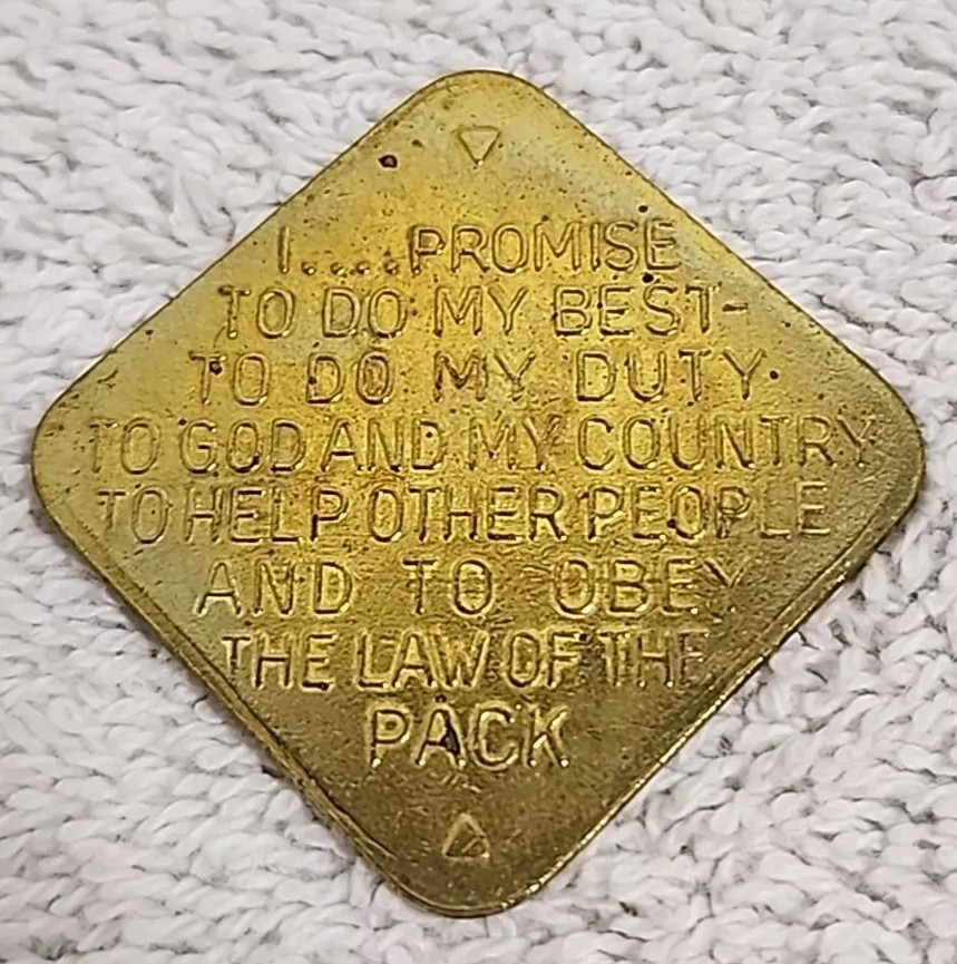 Vintage Cub Scout Promise Motto Challenge Coin Pocket Token with Patina ...