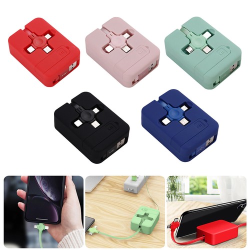 3 in 1 Retractable USB Charger Data Cable W/ Phone Stand Type C Micro ...