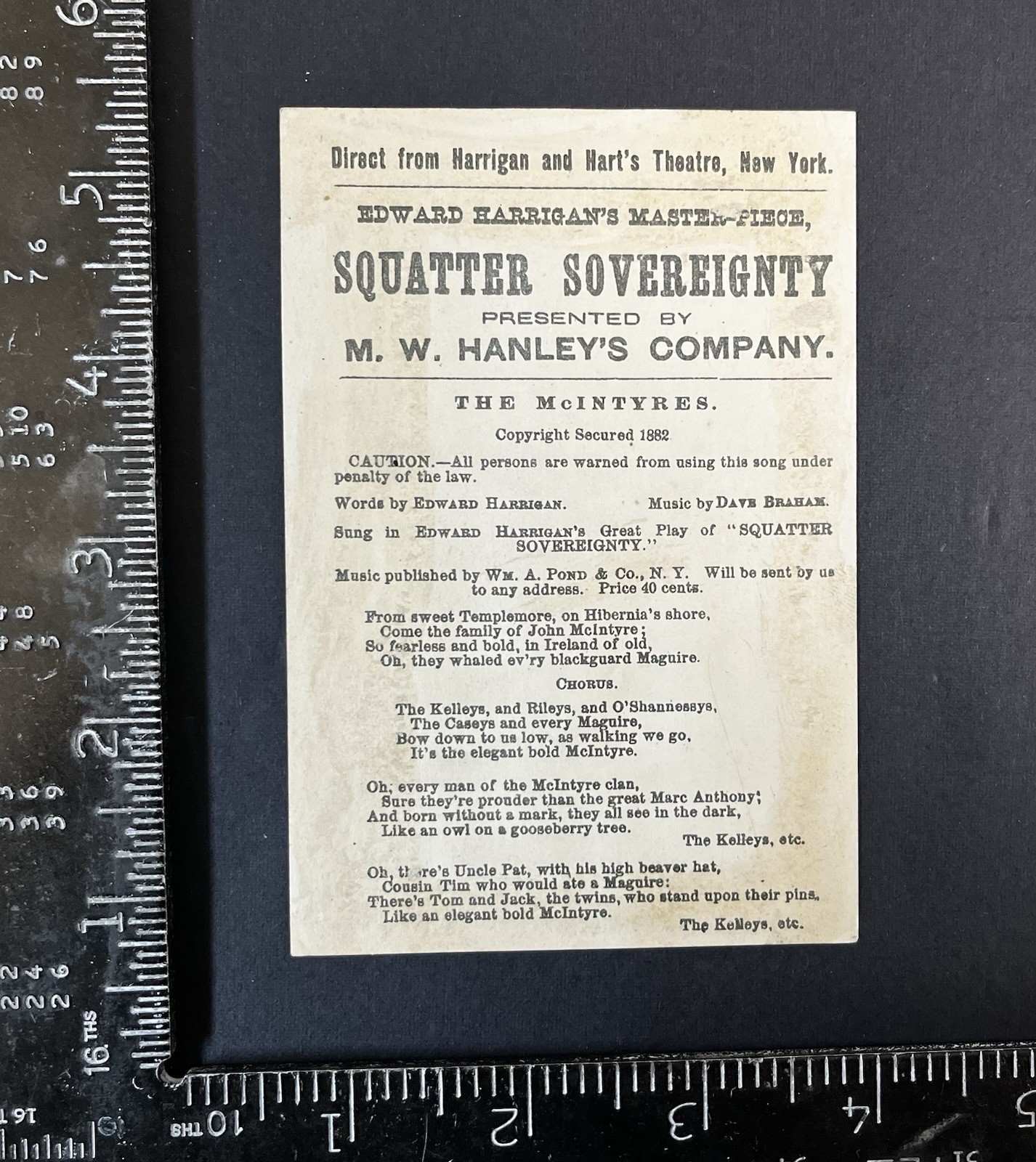 EDWARD HARRIGAN’S “SQUATTER SOVEREIGNTY” THEATRICAL ADVERTISING TRADE ...