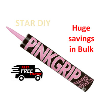 EVERBUILD PINKGRIP GRAB ADHESIVE 350ml TUBE GRIPFILL NO MORE NAILS BOND ...