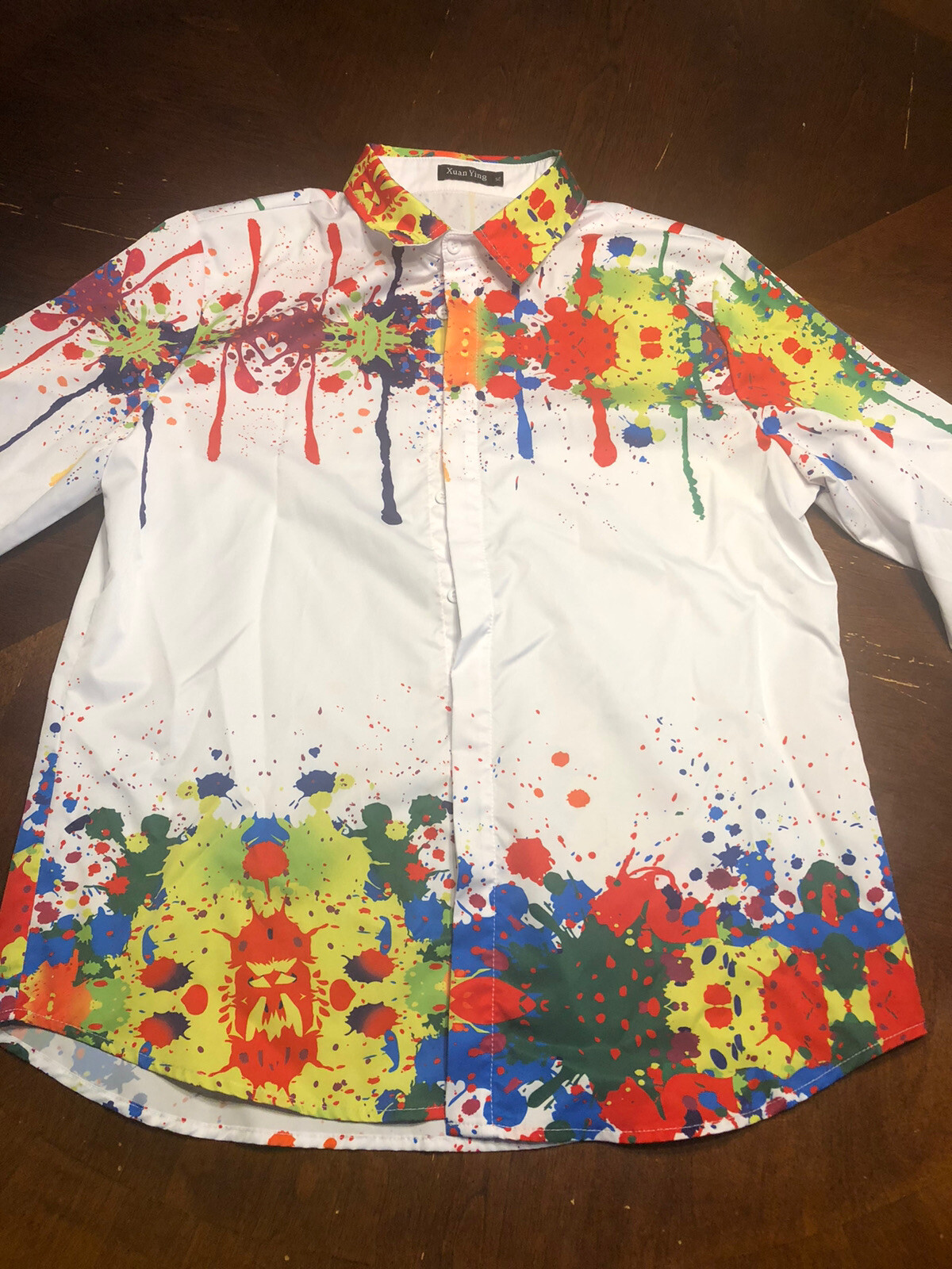 🔥XUAN YING COLLECTION Dripping Paint Shirt Mens (XL) Long Sleeved ...