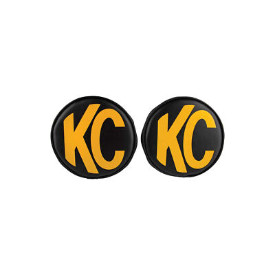 KC HiLiTES 5102 6" Black Vinyl Light Covers (Pair) with Yellow KC Logo ...