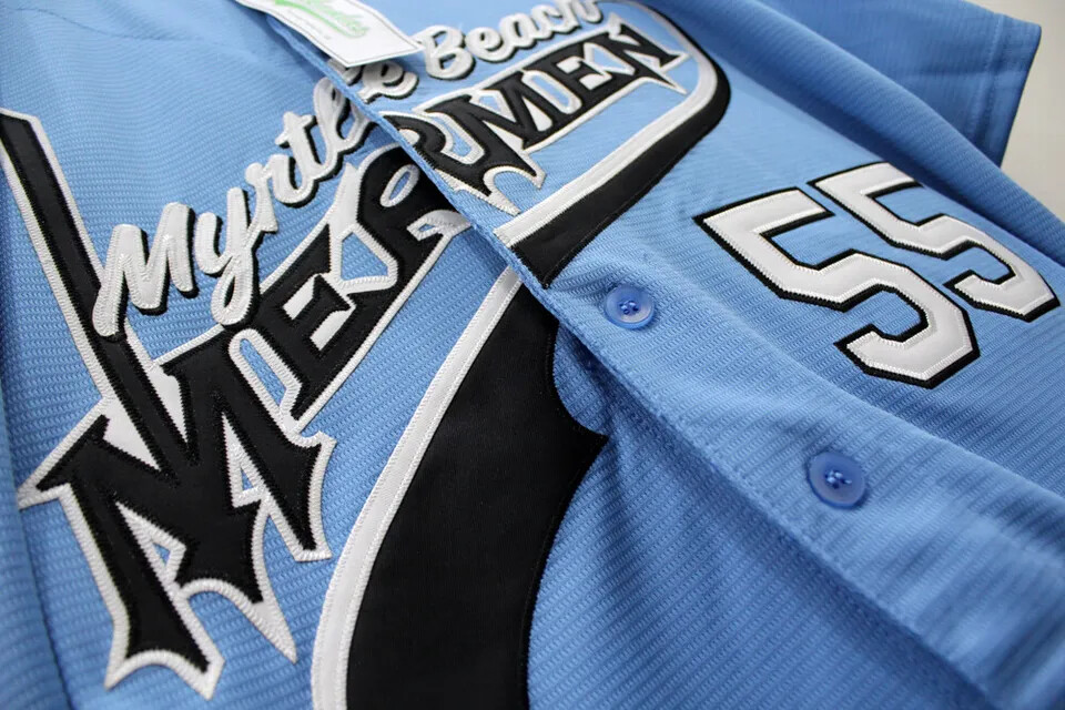 Powers #55 Myrtle Beach Mermen Baseball Jerseys With Tag Stitched Blue ...