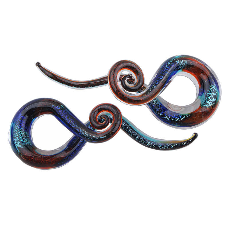 2Pcs Colorful Pyrex Glass Ear Spiral Taper Gauges Ear Expander Earring ...