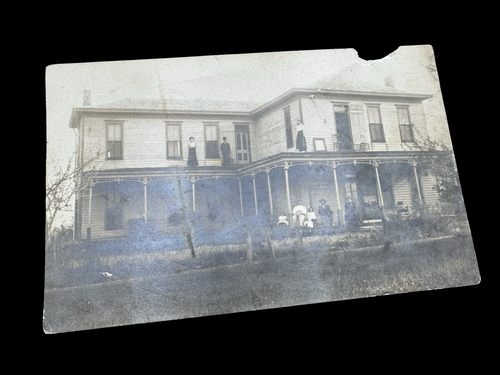 Antique Boarding House Akward RPPC People On Roof Photograph Photo ...
