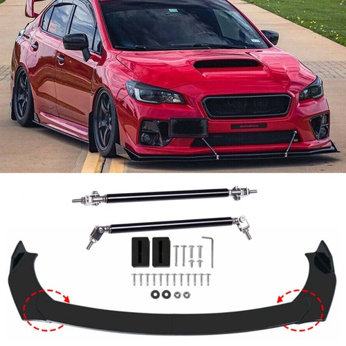 Front Bumper Lip Splitter Spoiler Body Kit + Strut Rods For Subaru WRX ...
