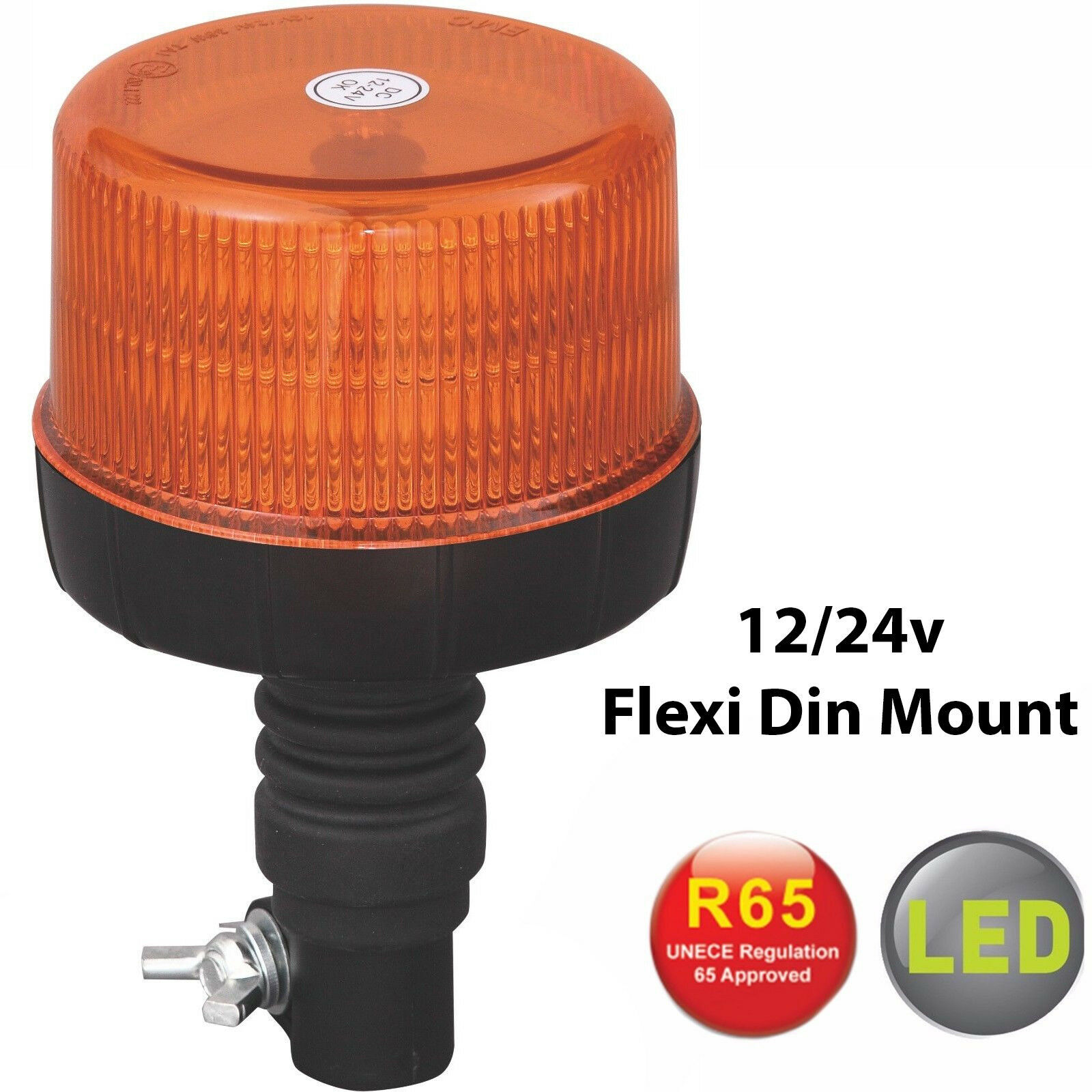 DIN Pole Mount Amber Flashing LED Beacon | Grelly UK