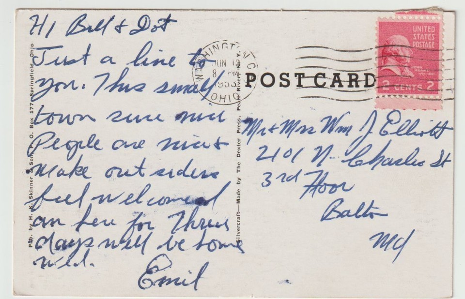 1958 Postmarked Postcard Real Photo High School Washington CH Ohio OH ...