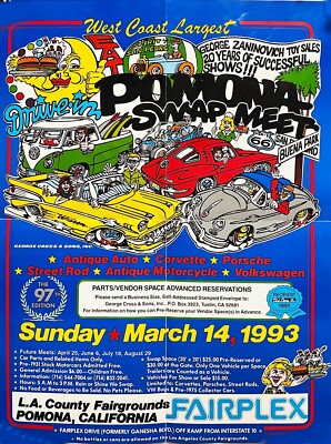 VRHTF COOL AWESOME NHRA VINTAGE ORIGINAL POMONA SWAP MEET 17" X 22 ...