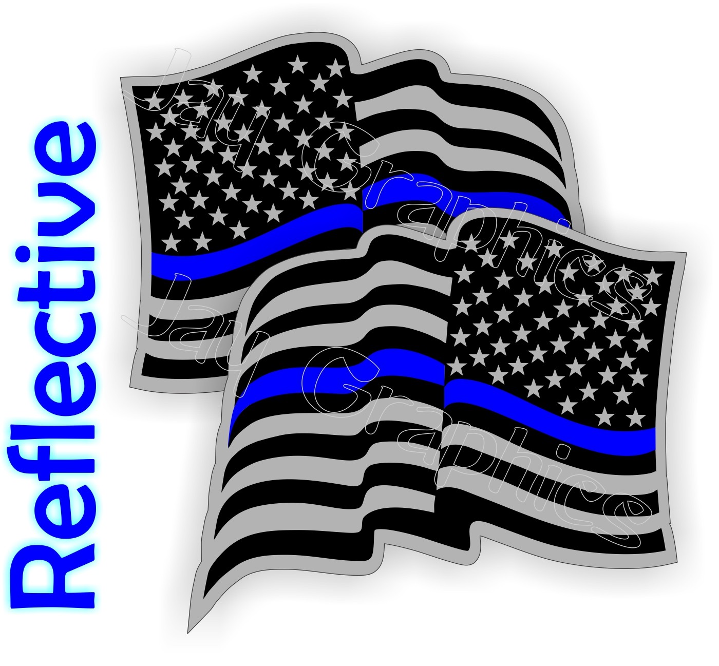 Reflective POLICE American Flag Hard Hat Stickers Flags USA Decals ...