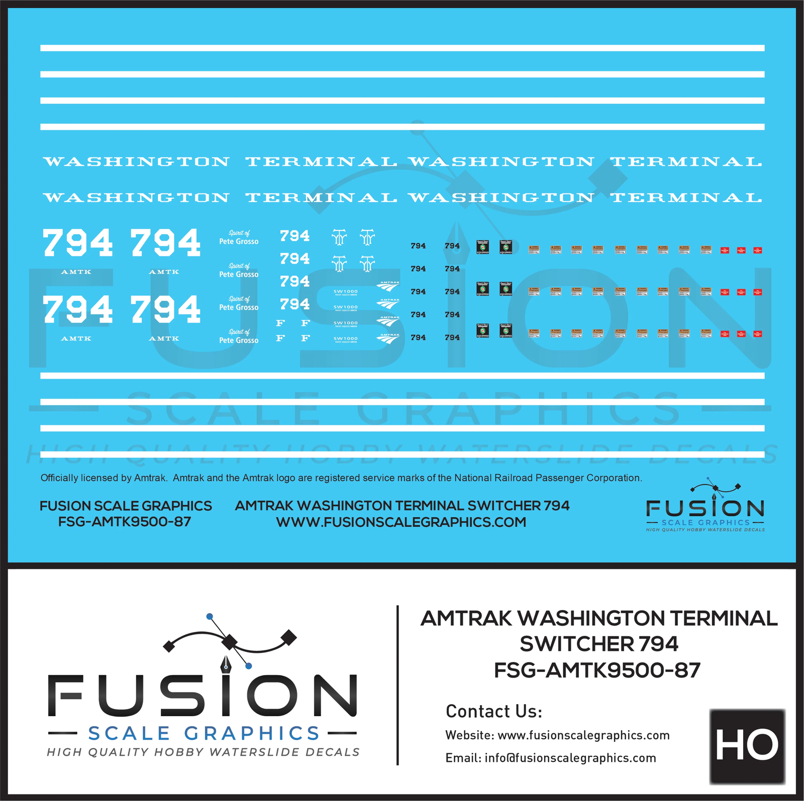 HO Scale Amtrak Washington Terminal 794 SW1000 Decal Set | eBay