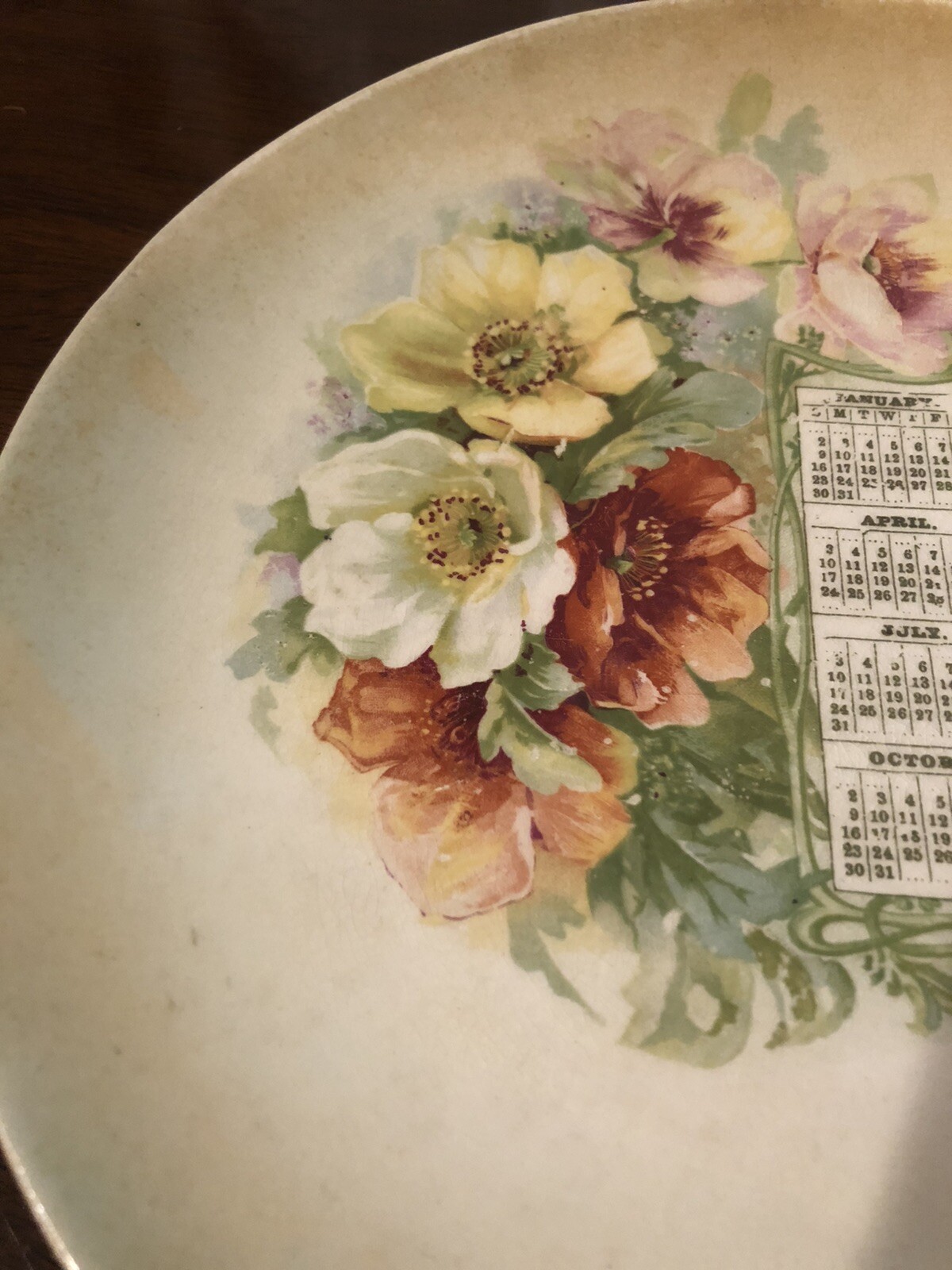 ULTRA RARE ANTIQUE 1910 Calendar Plate FROM Jno. Gauches Sons CHECK ...