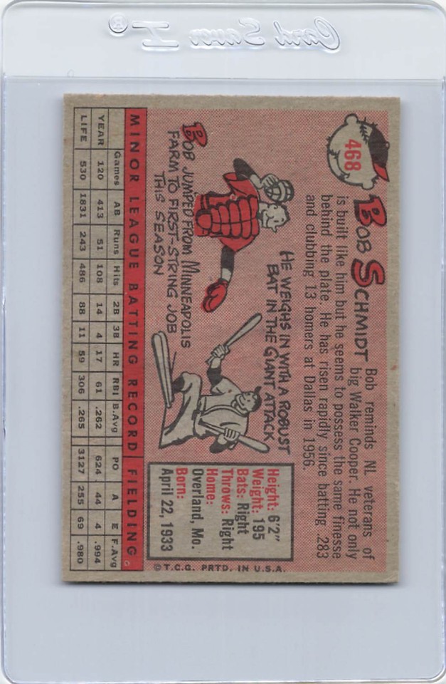 1958 Topps #468 Bob Schmidt Giants EX *DA-B8364 | eBay