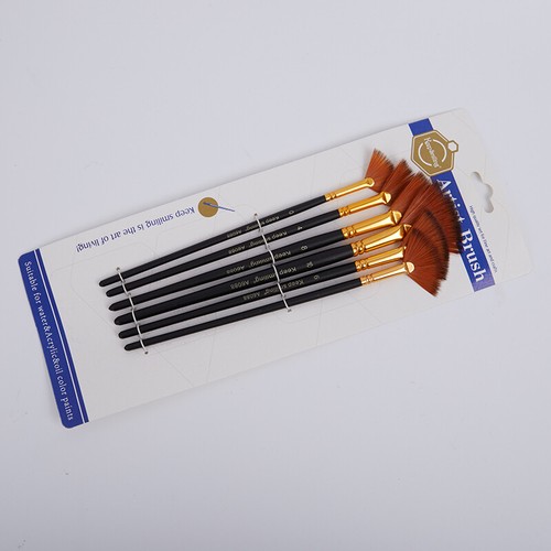 6Pcs/Set Fan shaped Nylon Hair Gouache Acrylic Watercolor Paint Brush ...