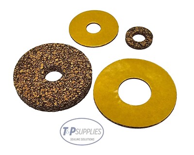 Adhesive Backed Nitrile Bonded Cork Washers 1mm thick x5 upto 40mm ...