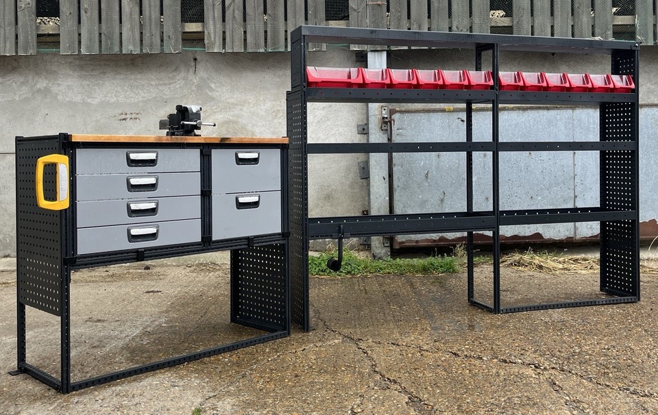 VAN RACKING SHELVING DRAWERS DRAWS LIN BINS WORKTOP VICE TEVO BOTT H ...