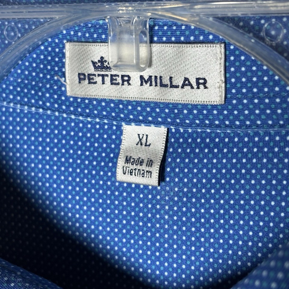 Peter Millar Polo Shirt Men’s XL Polka Dot Geo Print Golf Lakewood CC ...