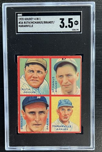 1935 Goudey 4-in-1 - R321 #3A Babe Ruth, Rabbit Maranville, Ed Brandt ...