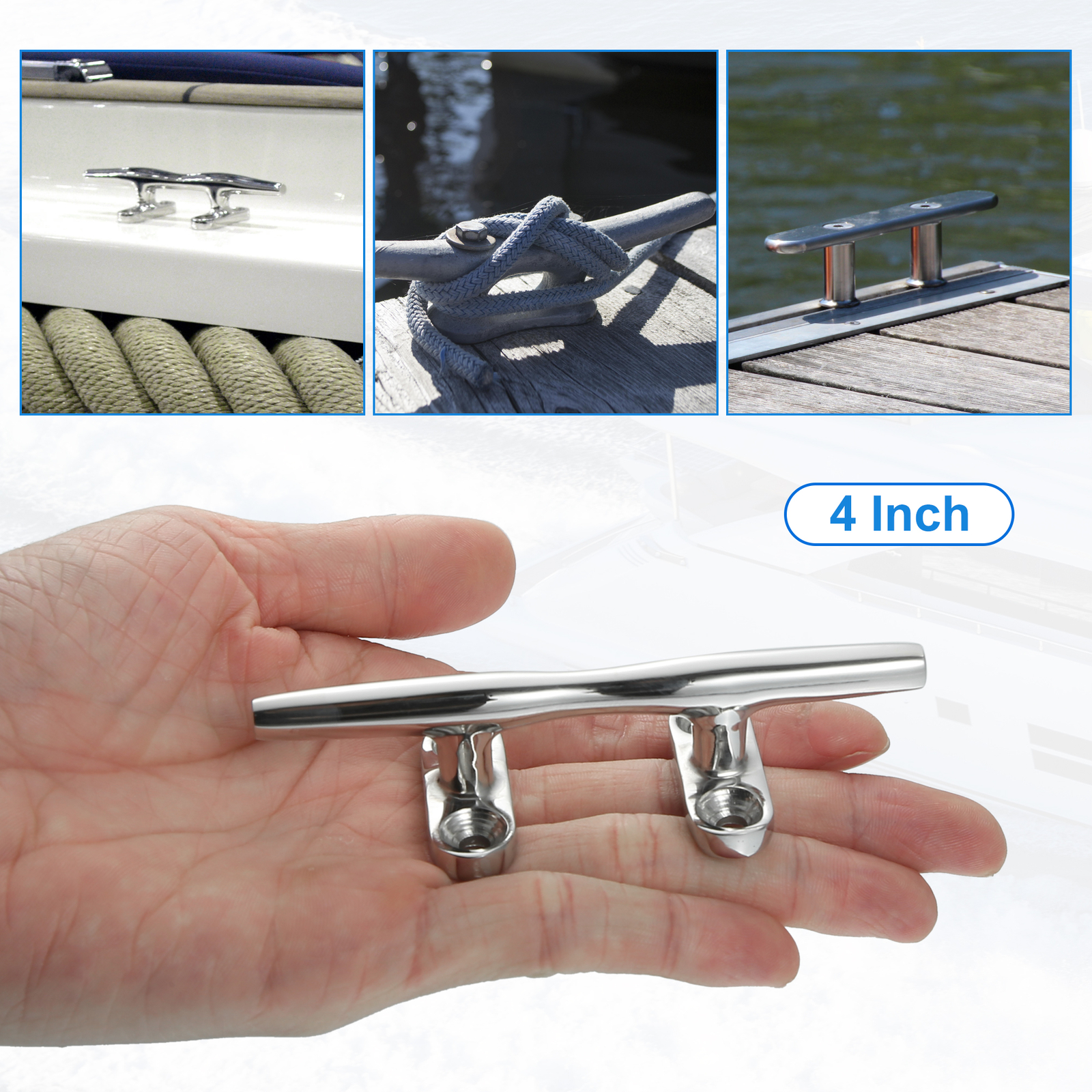 4" Stainless Boat Flagpole Cleat Hook Deck Cleats Rope Cleat Handle ...