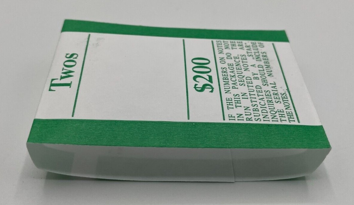 LOT of 3 $2 BEP Money Straps Cash Currency Bands Bank Bills Holds 100 ...