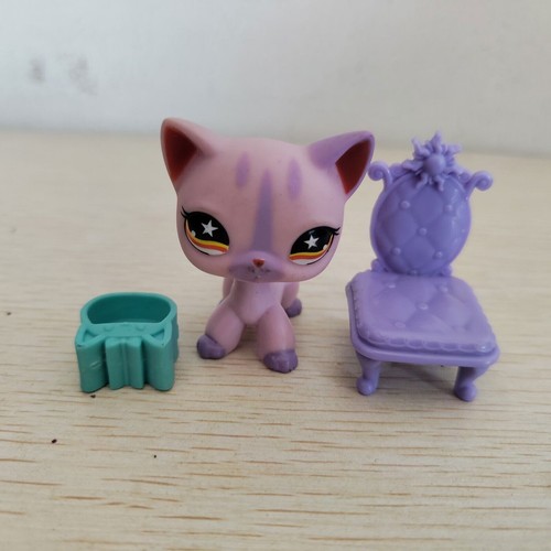 Littlest Pet Shop LPS Short Hair Cat #933 + Chair bowl Gift | eBay