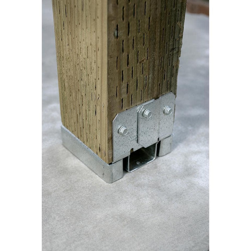 ABA ZMAX Galvanized Adjustable Standoff Post Base for 4X6 Actual Rough ...