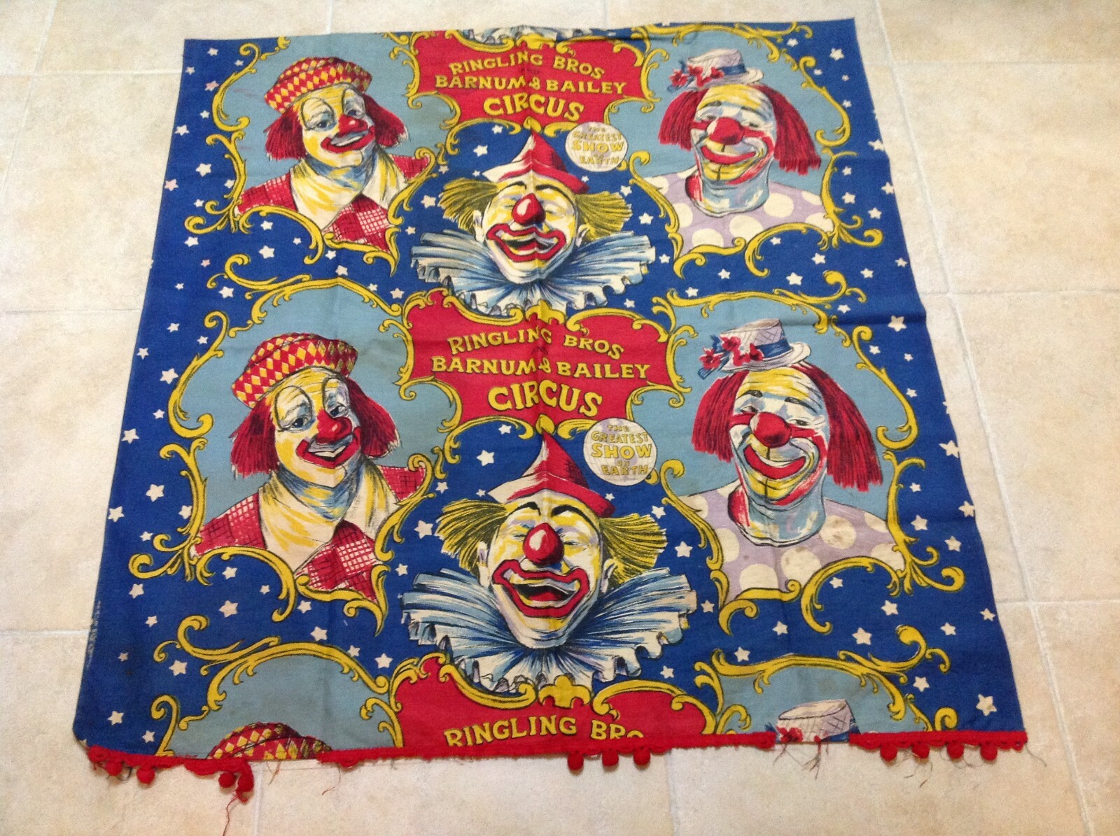 Rare Vintage Ringling Bros And Barnum & Bailey Banner 42" x 44" L@@@@K ...