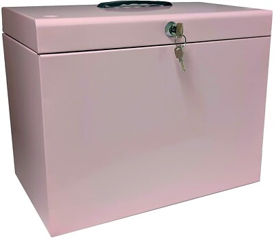 A4 File Storage Box British Metal Pastel Pink Lockable, FREE 5 ...