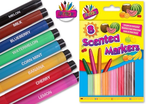 8 SCENTED MARKERS SCENTED FELT TIP PENS SMELL PENS FRUIT SMELLY PENS ...