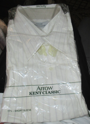 Vintage NEW ARROW Kent Classic sz 17 1/2 SS Button Front Poly/Cotton ...