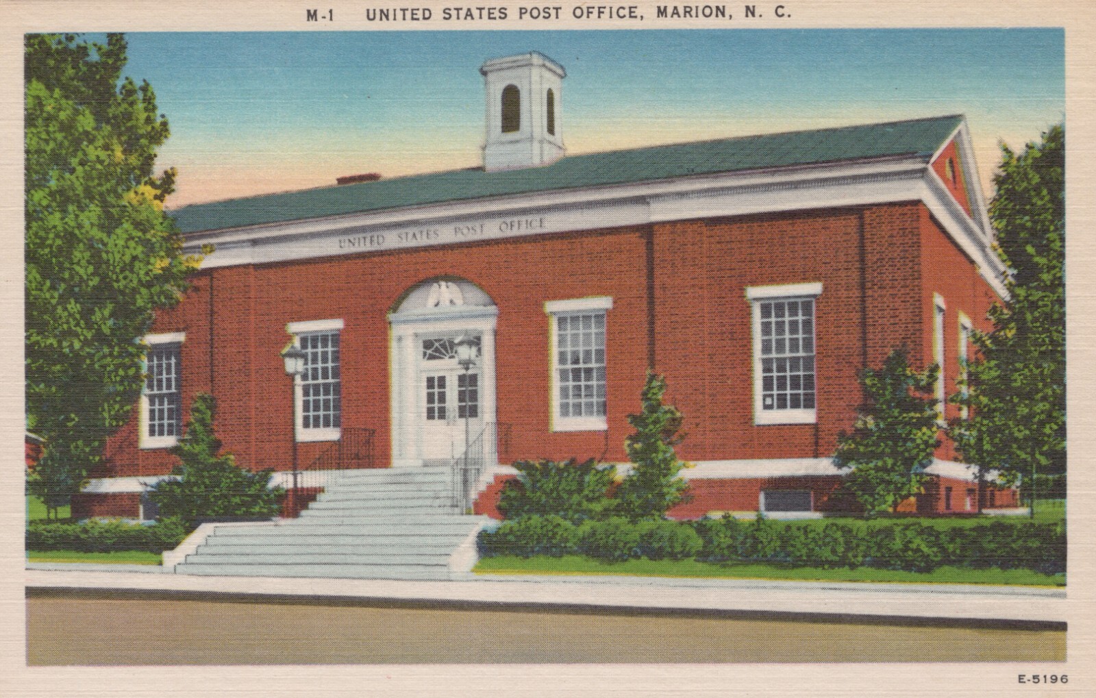 United States Post Office Marion North Carolina Linen Vintage Post Card ...
