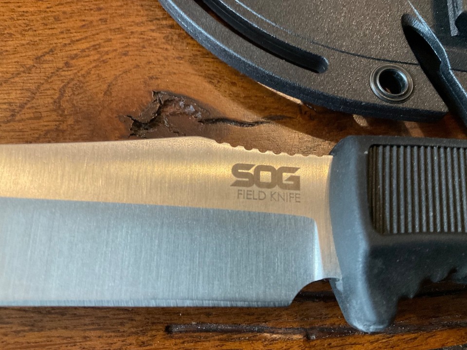 SOG Field Knife 4” Fixed Blade 7CR17MOV Full Tang With Rubber Grip Mint ...