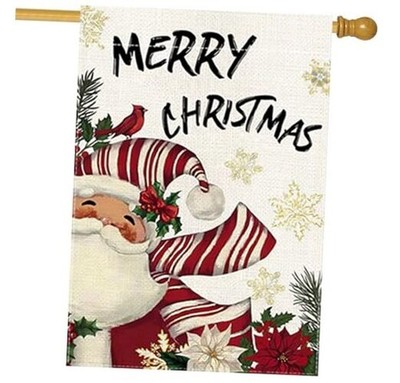 Merry Christmas Santa House Flag Winter Snowflakes Decorative 28 x 40 ...