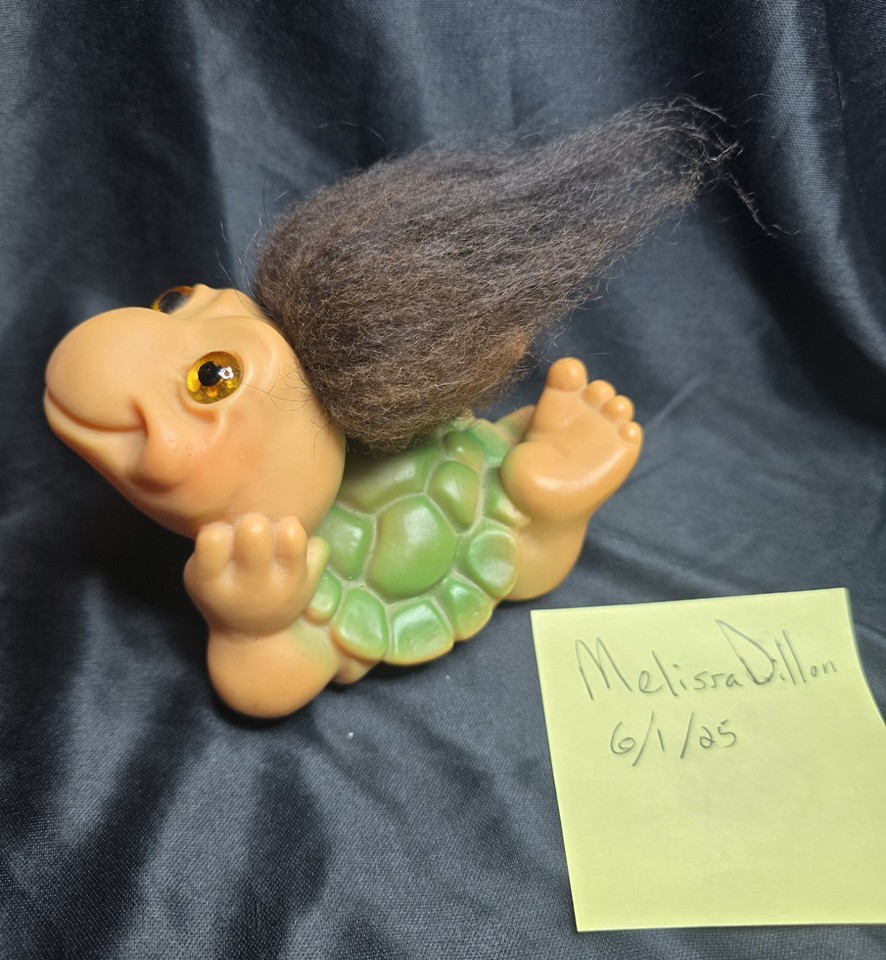 Vintage 1964 Turtle Troll Thomas Dam Things Original brown Mohair Gold ...