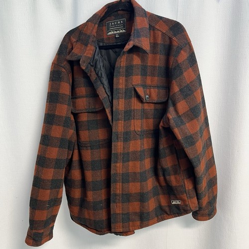 Jachs Mens Buffalo Plaid Wool Blend Flannel Quilted Lumberjack Shacket ...