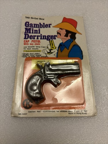Vintage Gambler Mini Derringer, solid, diecast, metal cap pistol with ...
