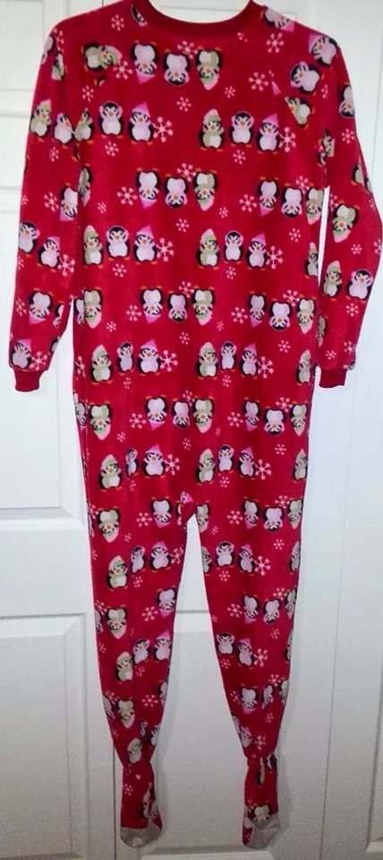 Three Penguins Footed Pajamas Love Red Footie KatNap NEW L LAST ONE ...