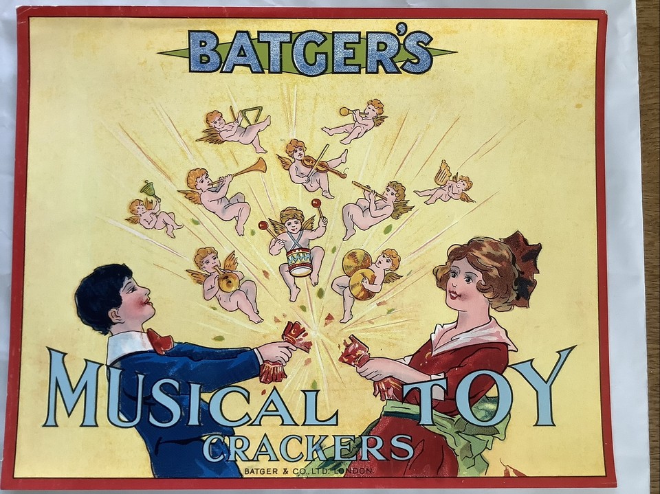 Batger’s Christmas Cracker Label “Musical Toy Crackers” Genuine Vintage ...