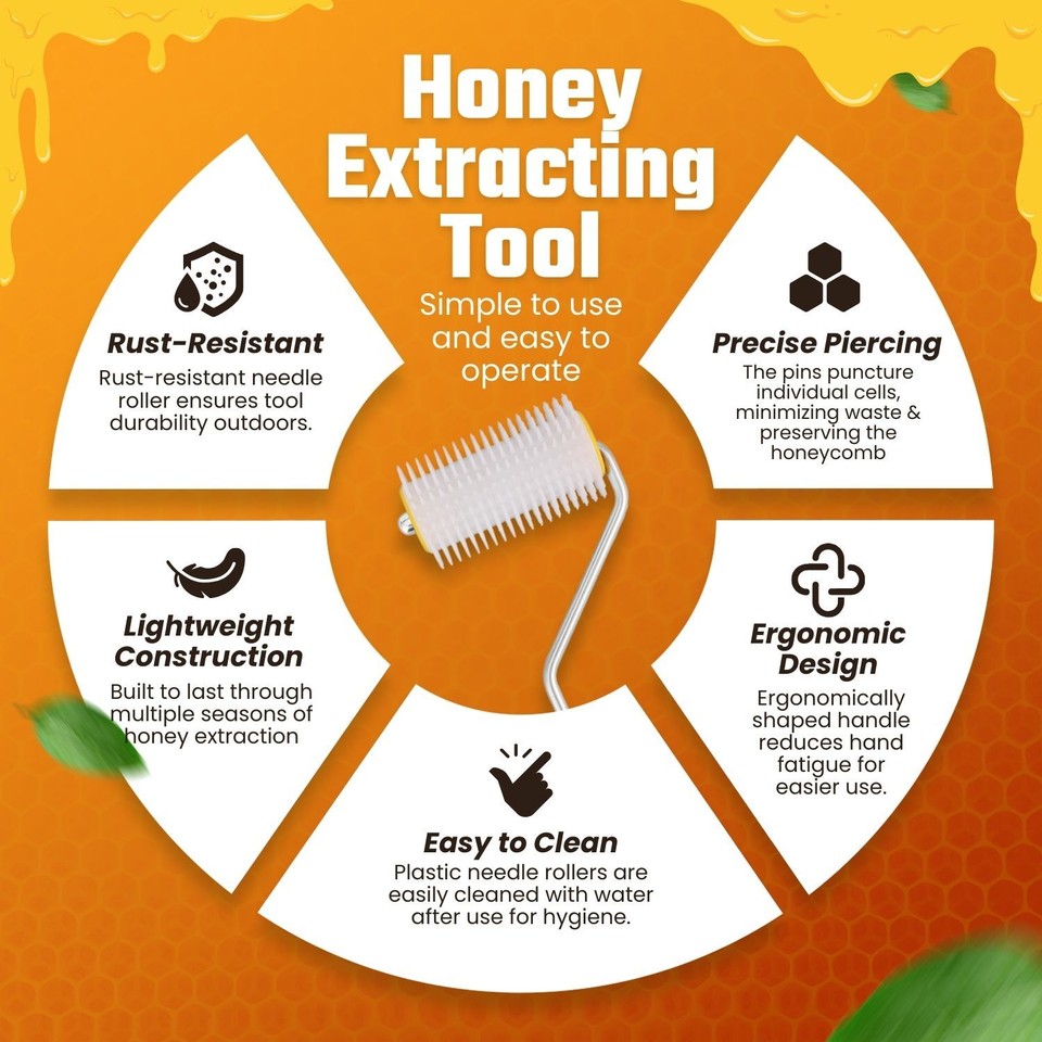 Plastic Needle Roller Uncapper Extractor Tool with 5 inch Hard Wood ...