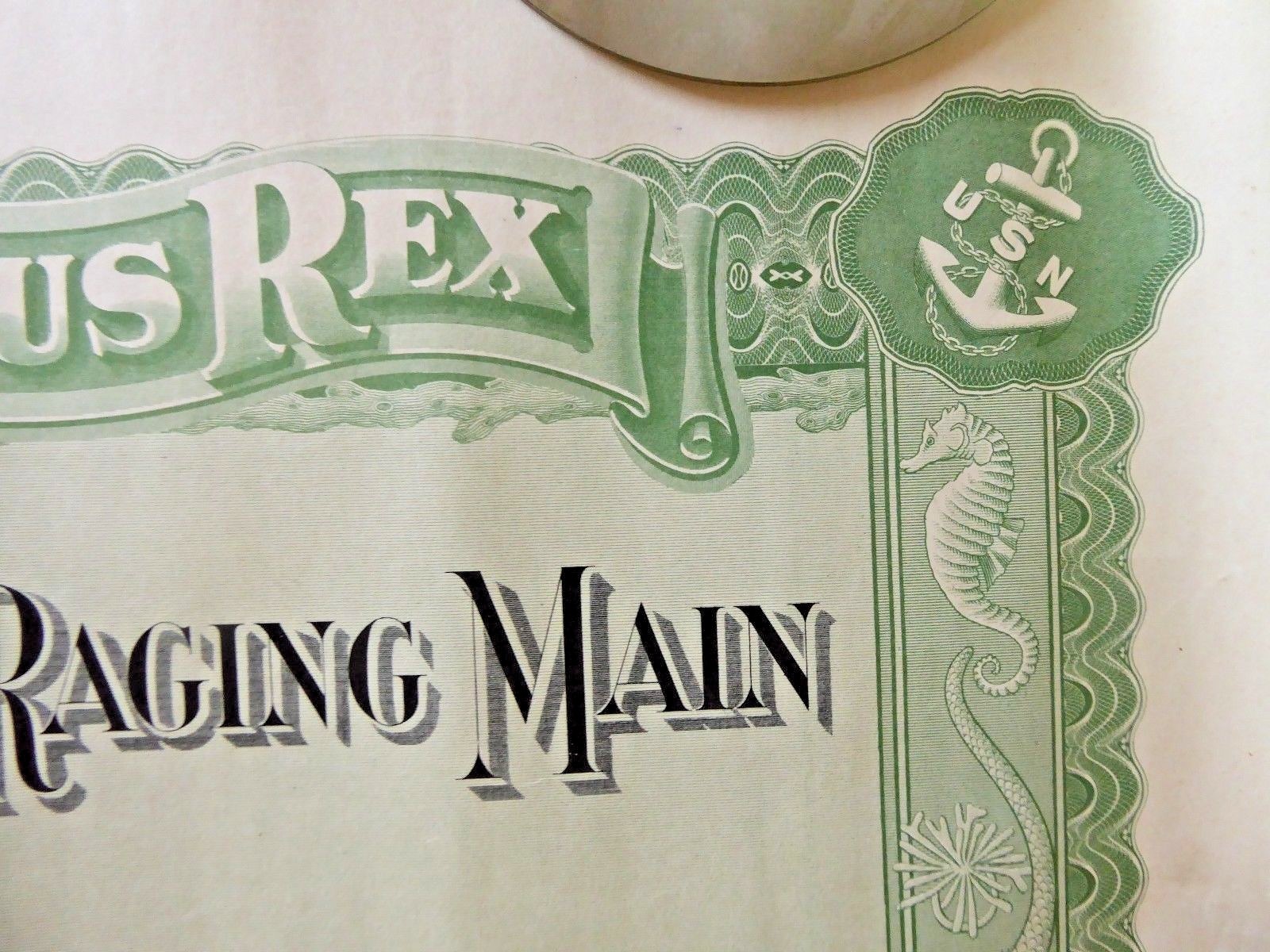 VINTAGE CERTIFICATE US NAVY USS DORSEY DOMAIN OF NEPTUNUS REX RAGING ...